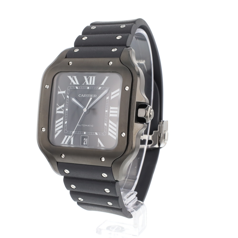Santos De Cartier Large Black Steel Like New Cartier Exclusive