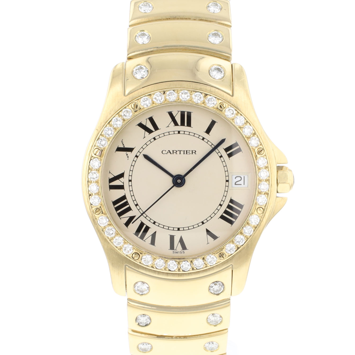 Cartier Santos Ronde 18K Yellow Gold Diamond Set - Cartier - Sold ...