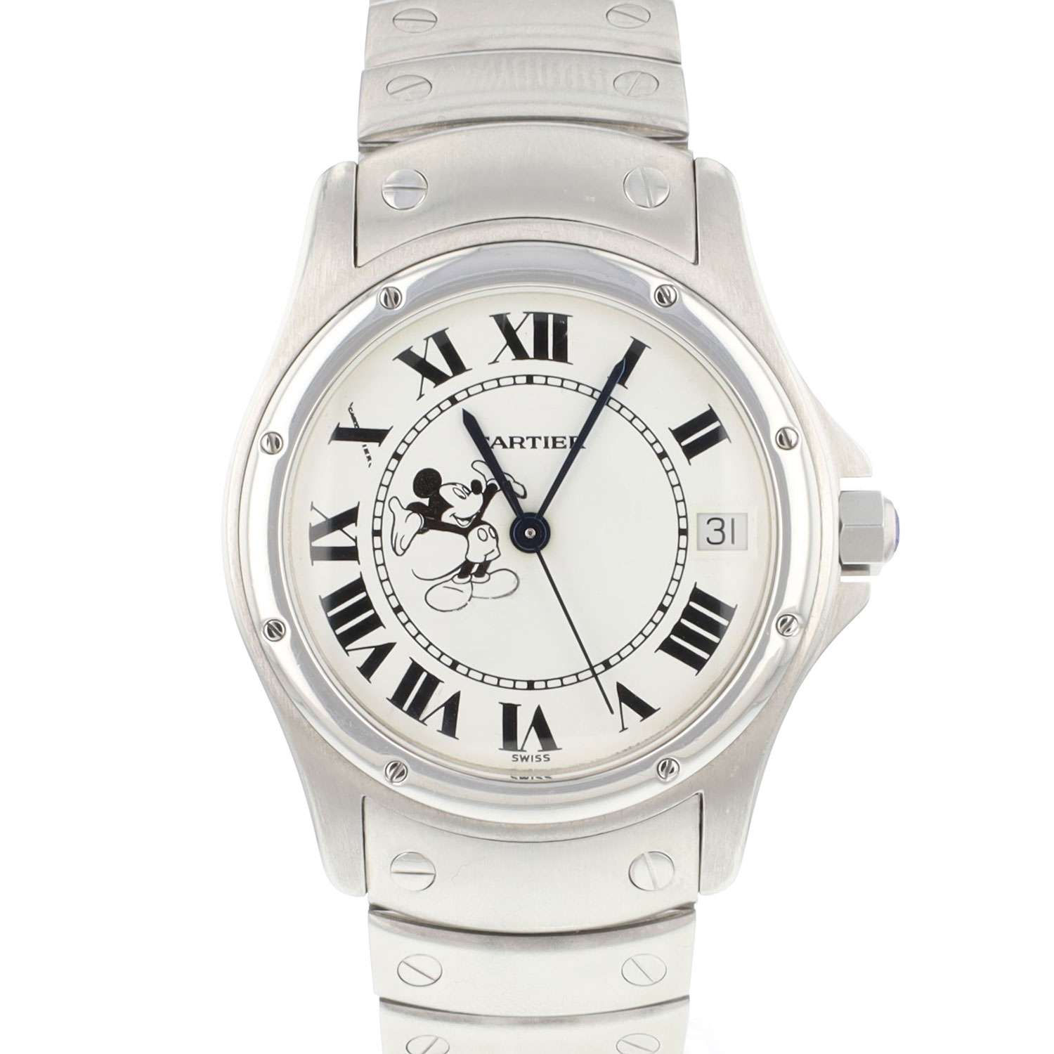 Santos Ronde Steel White Dial Automatic Mickey Mouse Edition - Cartier ...