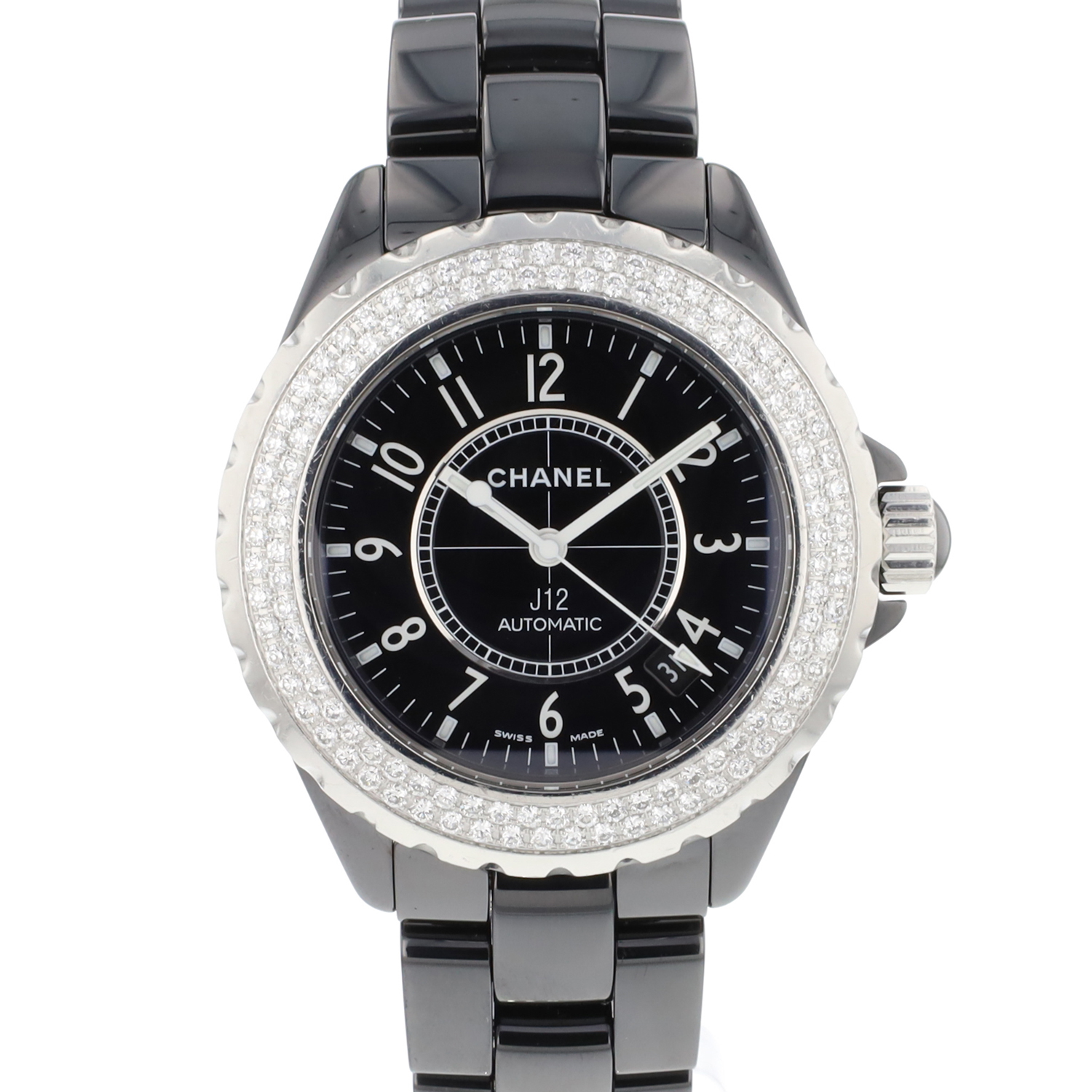 J12 Black Ceramic 38MM Automatic Factory Diamonds - Chanel - Sold ...