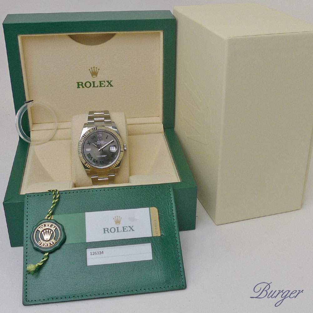 Datejust 41 Fluted Oyster Dark Rhodium Green Numerals NEW! - Rolex ...