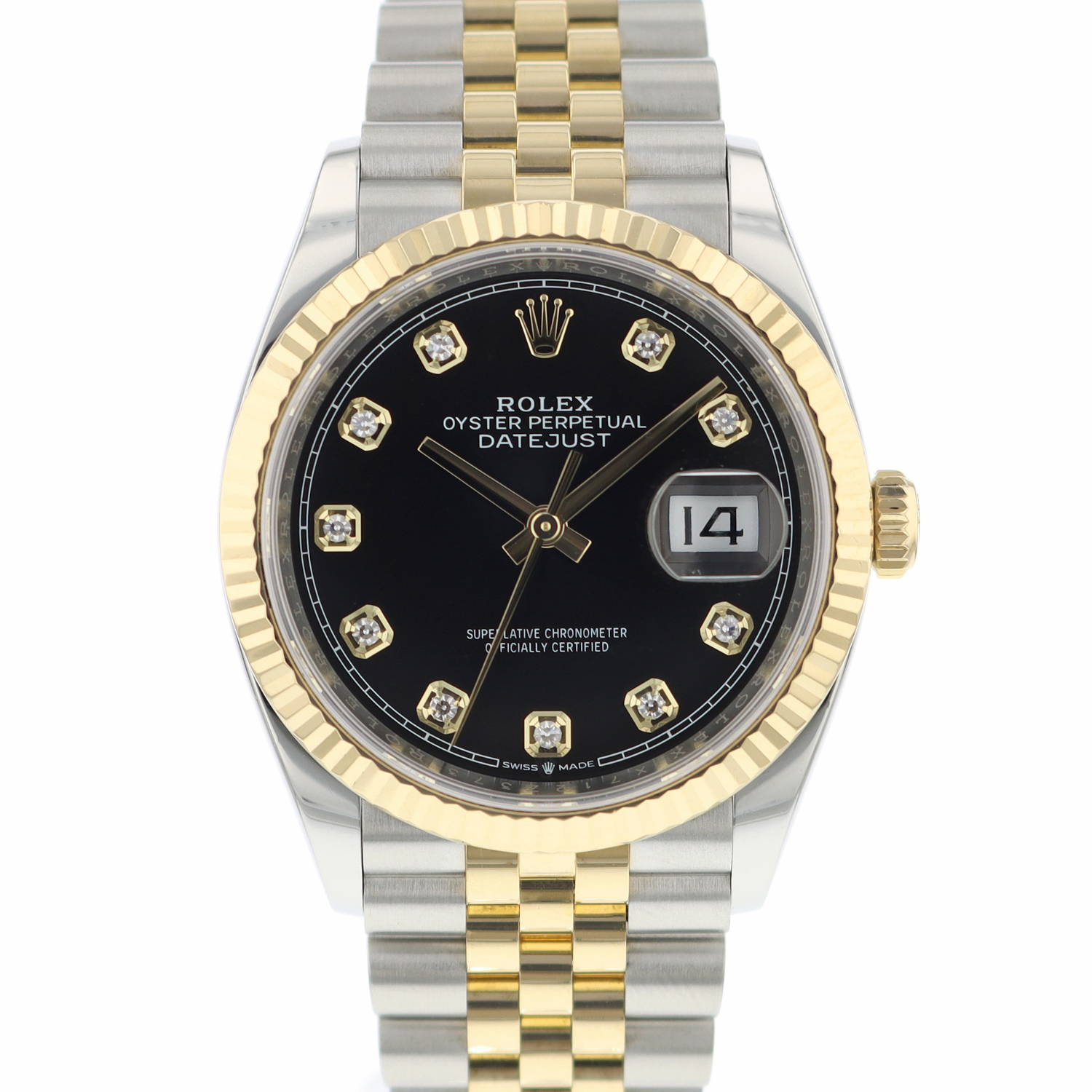 Datejust 36 Steel Gold / Fluted / Jubilee Diamond Dial - Rolex - Sold ...