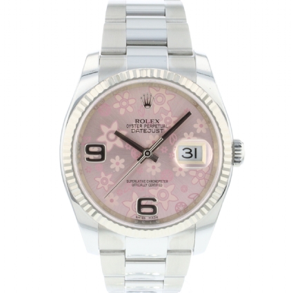 Datejust 36 Fluted Pink Flower Dial - Rolex - Sold watches - Juwelier ...