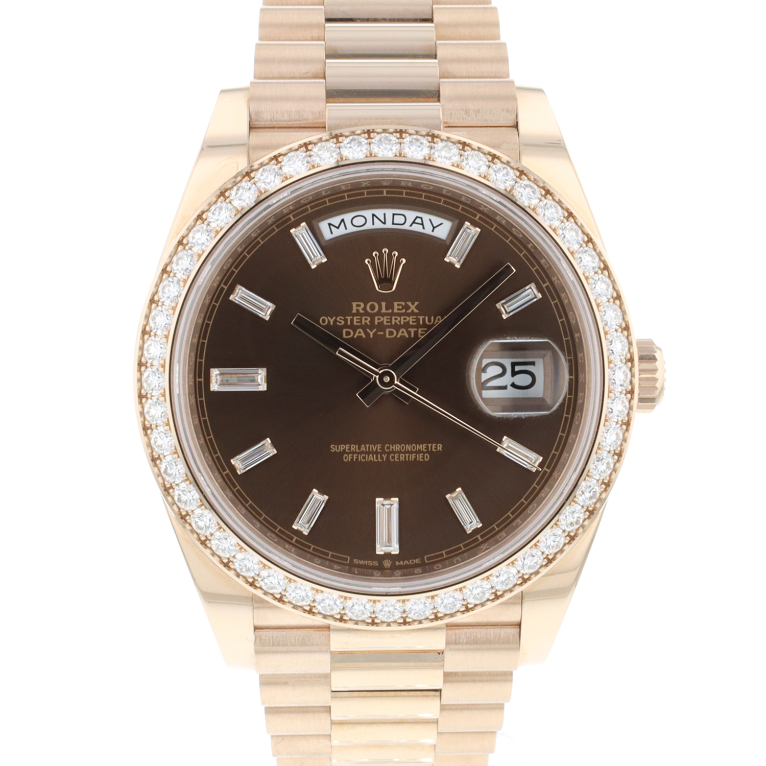 Day-Date 40mm Everose Gold Chocolate Diamonds NEW - Rolex - Sold ...