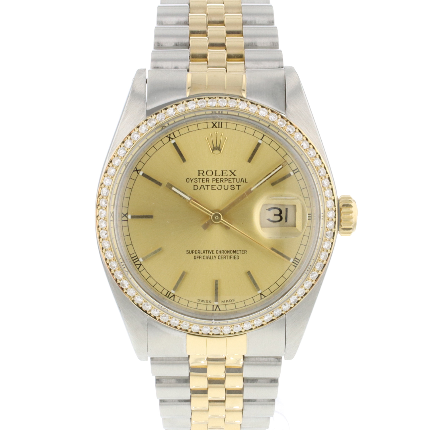 Datejust 36 Steel Gold Custom Diamonds - Rolex - Sold watches ...