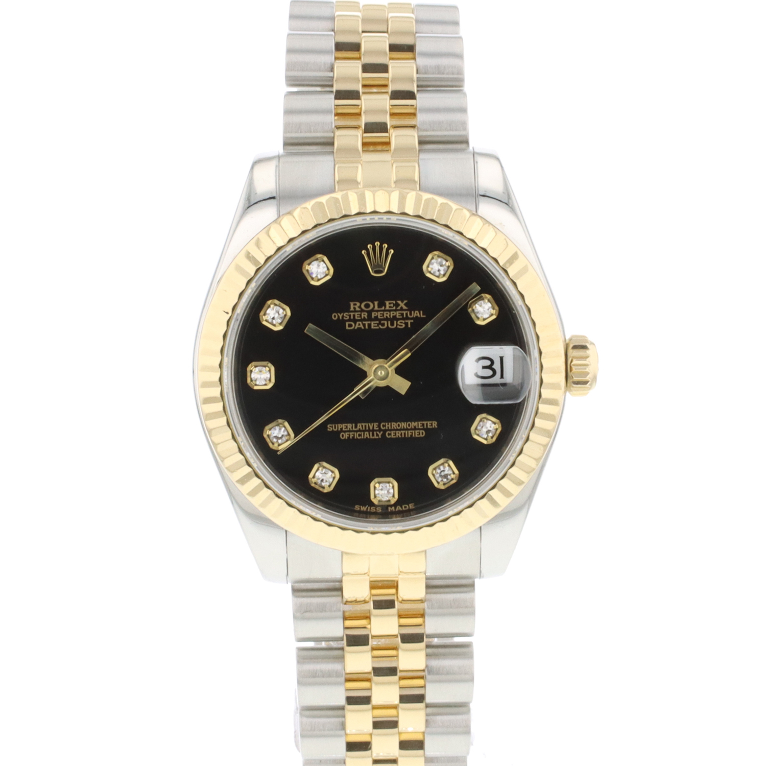 Datejust 31 Jubilee Fluted Black Diamond Dial - Rolex - Sold watches ...