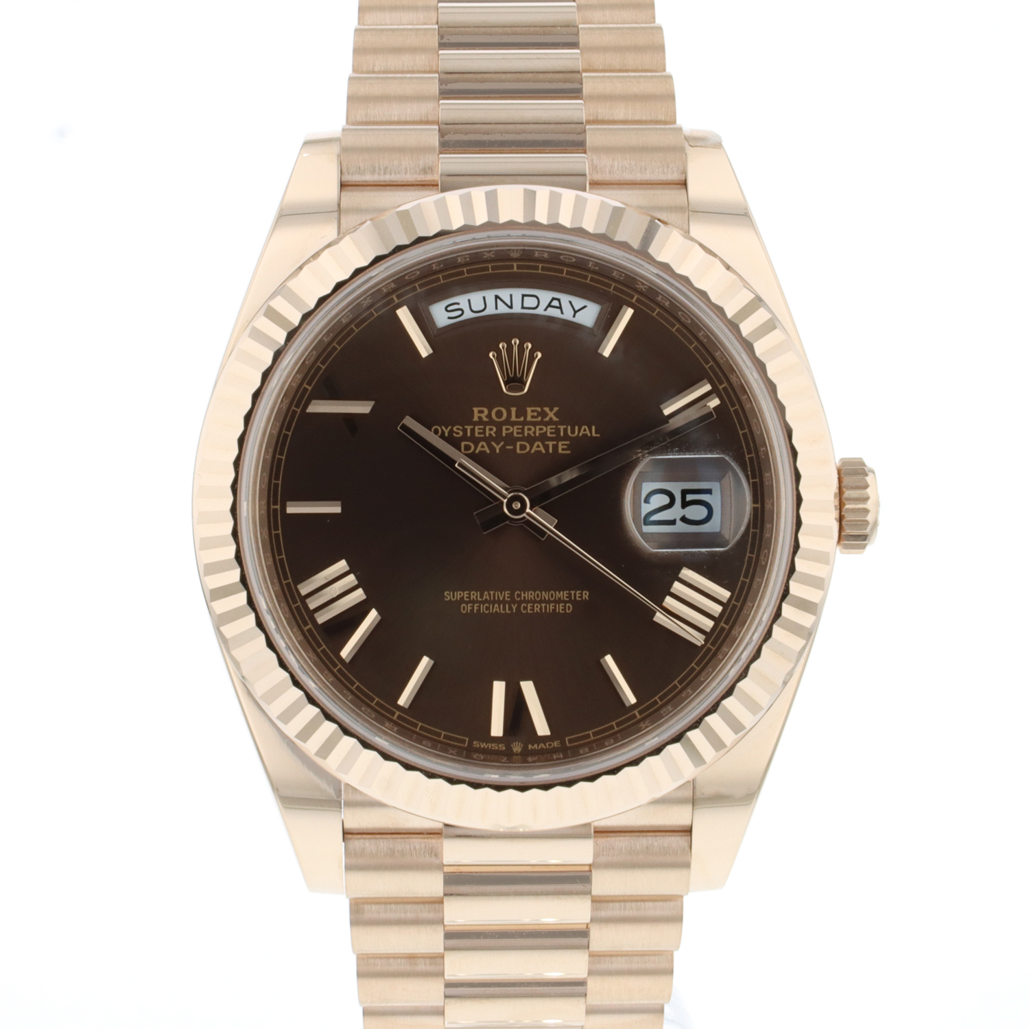 Day-Date 40mm Everose Gold Chocolate Dial - Rolex - Sold watches ...
