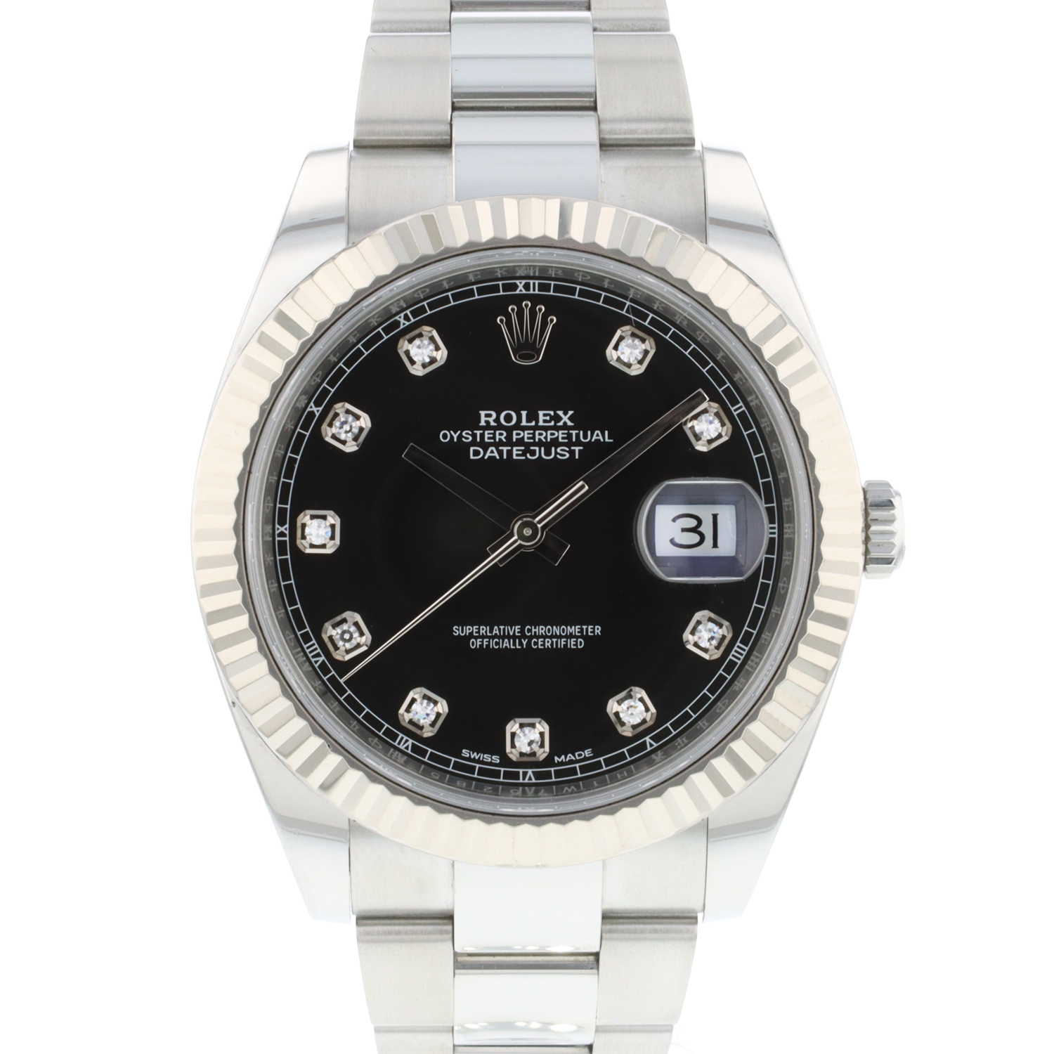 Datejust 41 Fluted Black Diamond Dial NEW - Rolex - Sold watches ...