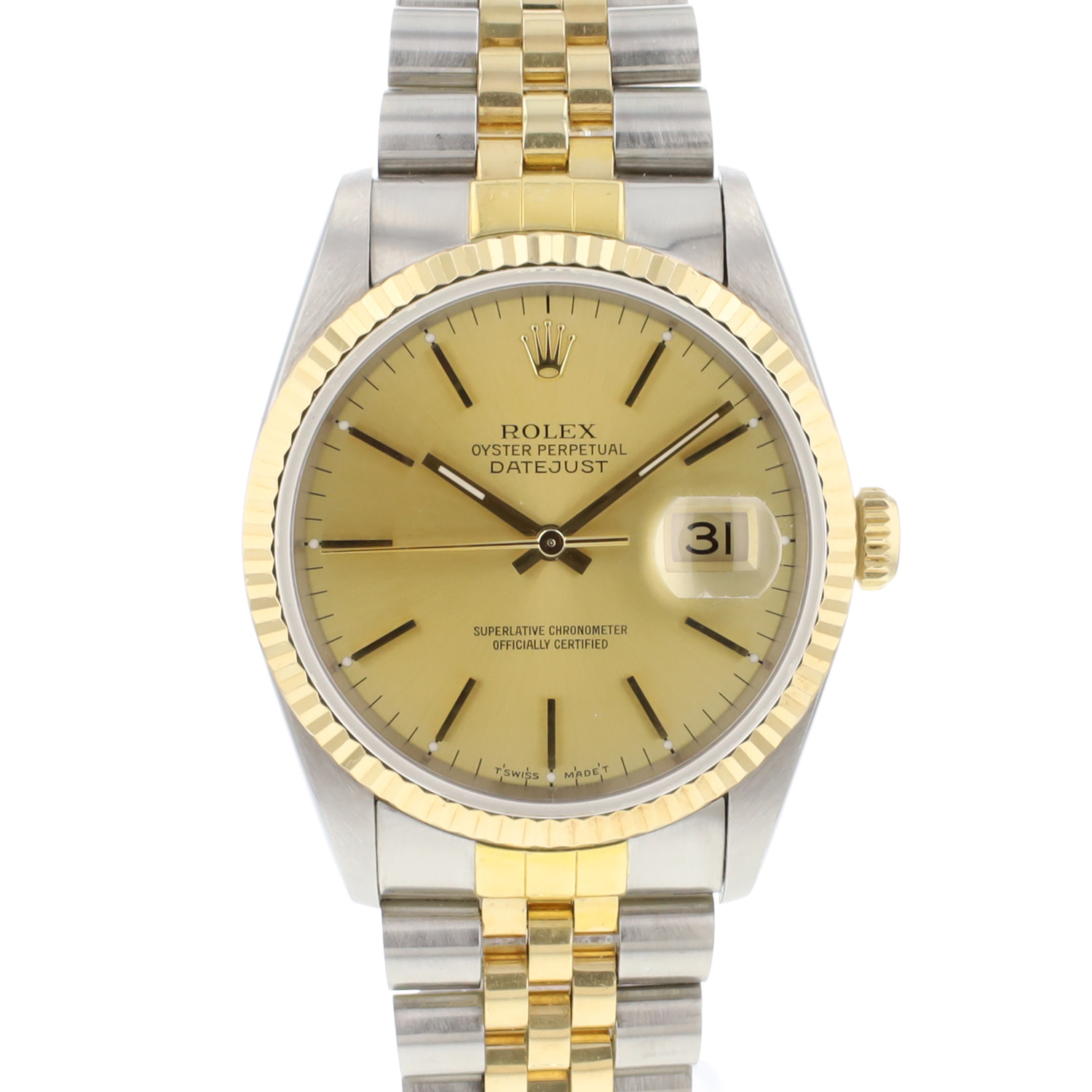Datejust 36 Gold Steel Jubilee Fluted Champagne Dial - Rolex - Sold ...