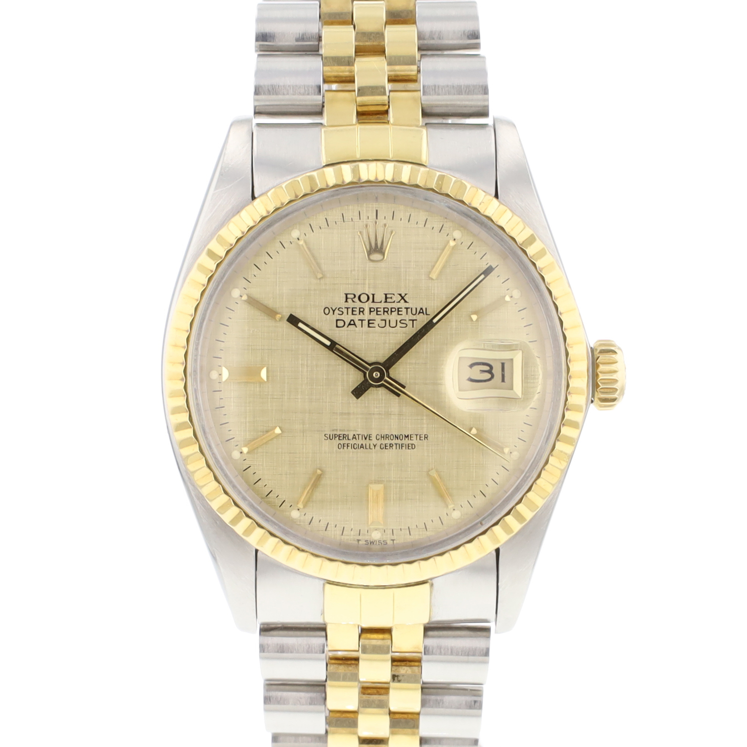 Datejust 36 Steel Gold Jubilee Fluted Linen Dial - Rolex - Sold watches ...