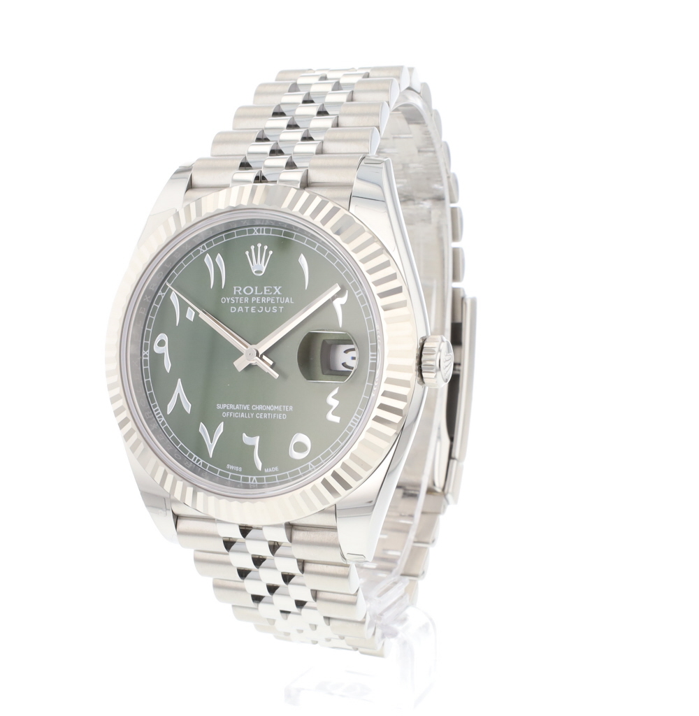 Datejust 41 Jubilee Fluted Arabic Green Dial NEW 2022 - Rolex - Sold ...