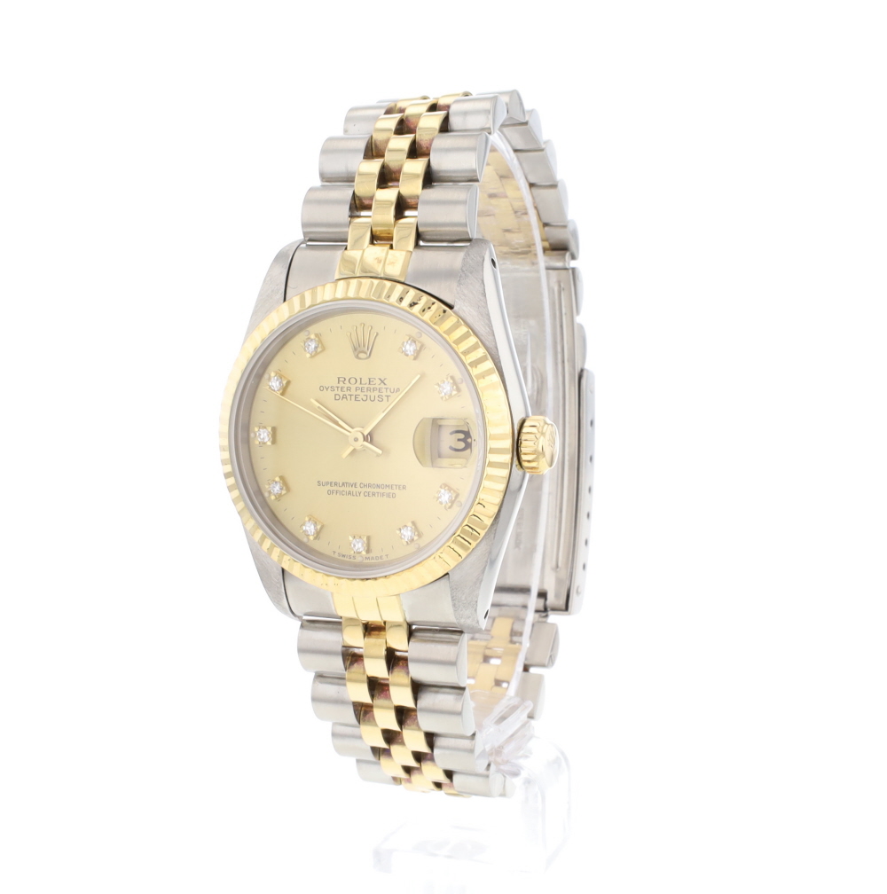 Datejust 31 Midsize Steel Gold Jubilee Fluted Diamond Dial - Rolex ...
