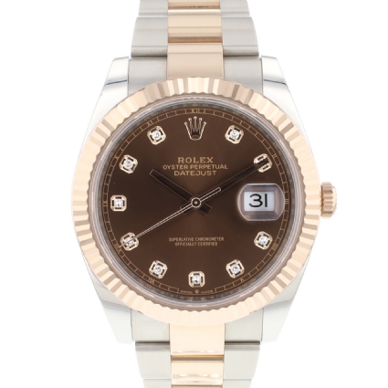 Datejust 41 Steel / Everose Gold Choco Diamond Dial - Rolex - Sold ...