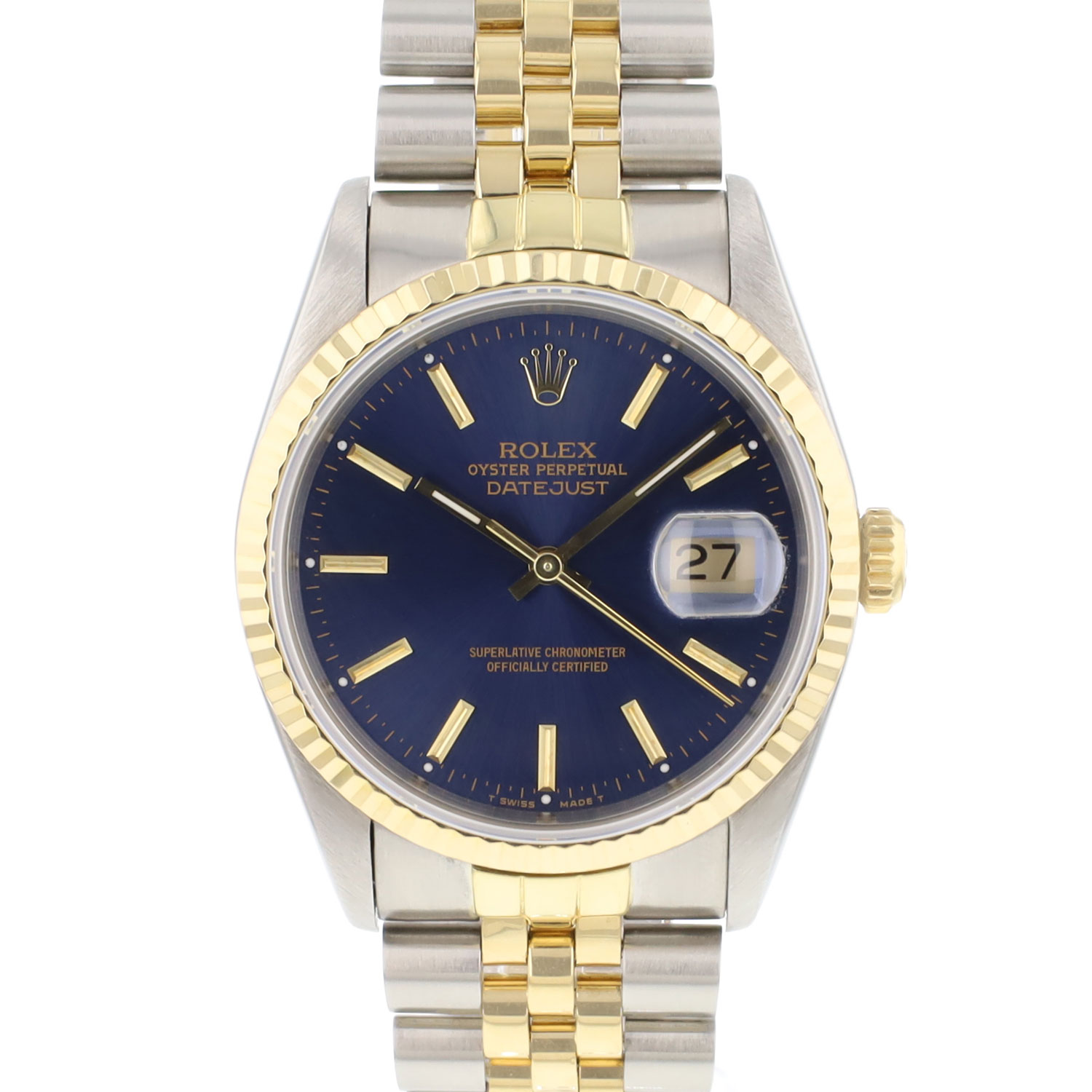 Datejust 36 Steel Gold Jubilee Fluted Blue Dial - Rolex - Sold watches ...