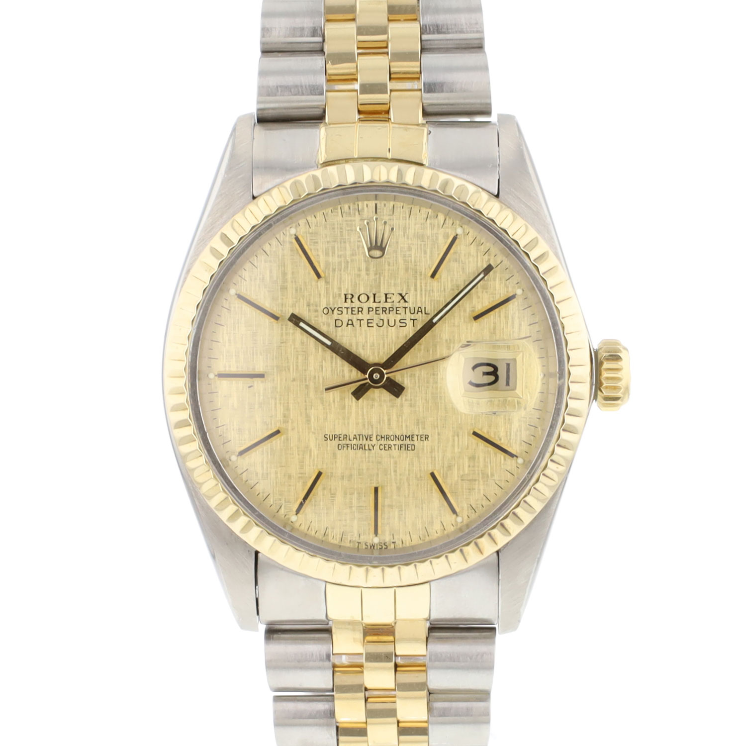 Datejust 36 Steel Gold Jubilee Fluted Champagne Linen Dial - Rolex ...