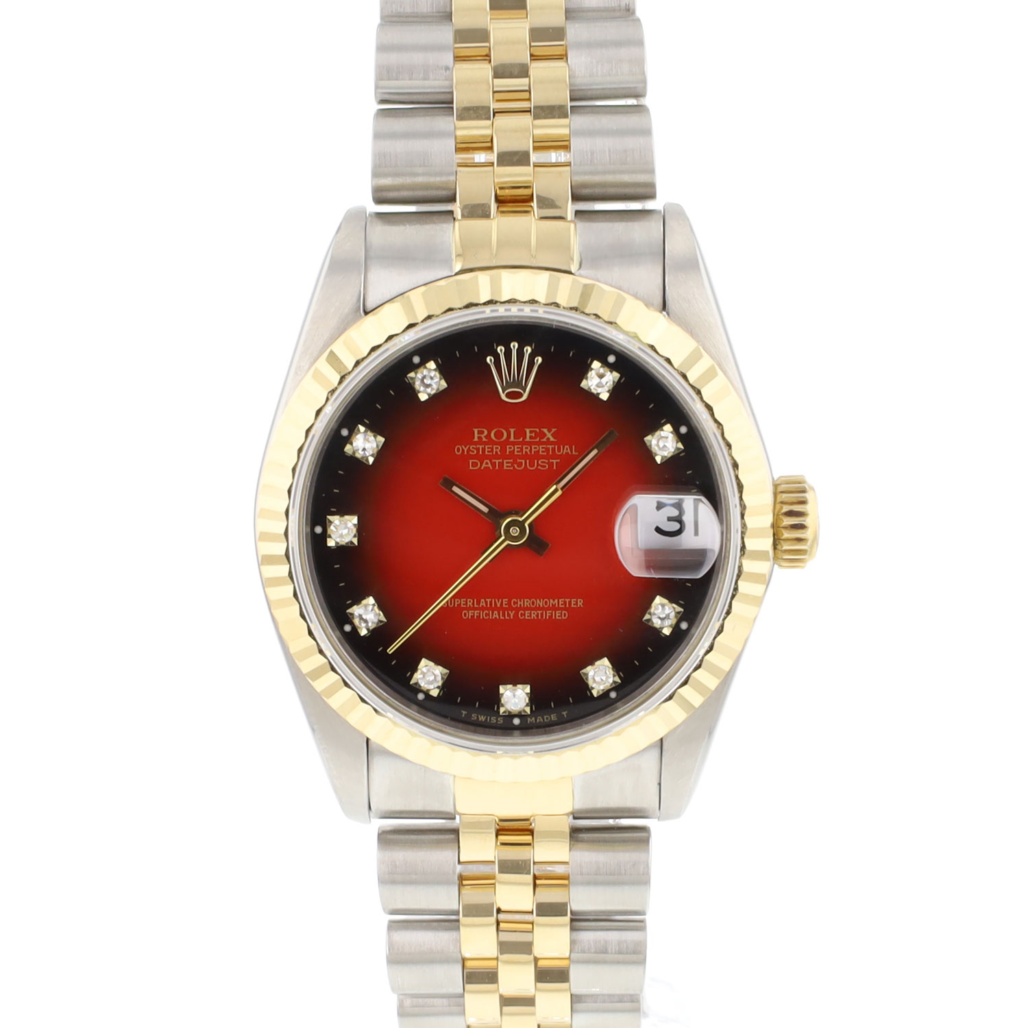 Datejust 31MM Steel Gold Jubilee Fluted Red Vignette Diamond Dial ...