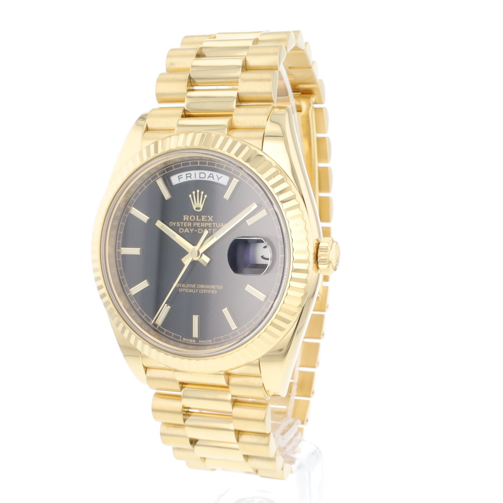 Day-Date 40 Yellow Gold Black Diagonal Motif Dial - Rolex - Exclusive ...