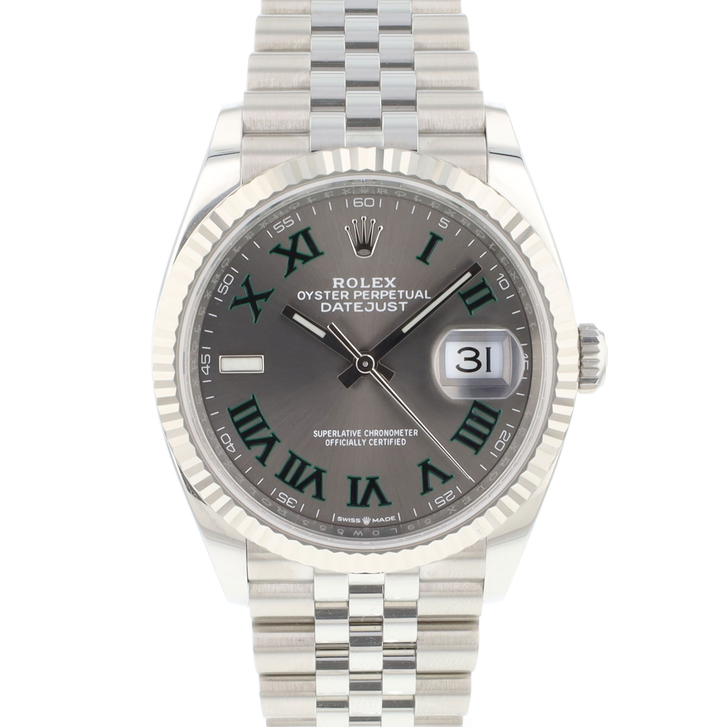 Datejust 36 Jubilee Fluted Wimbledon Dial NEW - Rolex - Sold watches ...