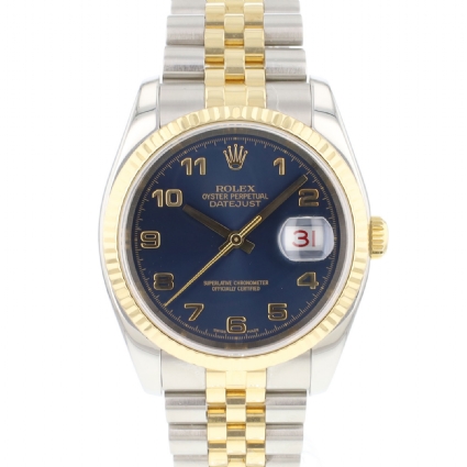 Datejust 36 Steel Gold Jubilee Fluted Blue Arabic Dial - Rolex ...