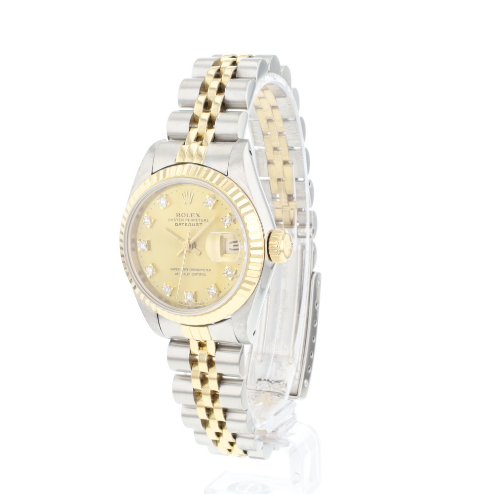 Datejust 26 Steel Gold Jubilee Fluted Champagne Diamond Dial - Rolex ...