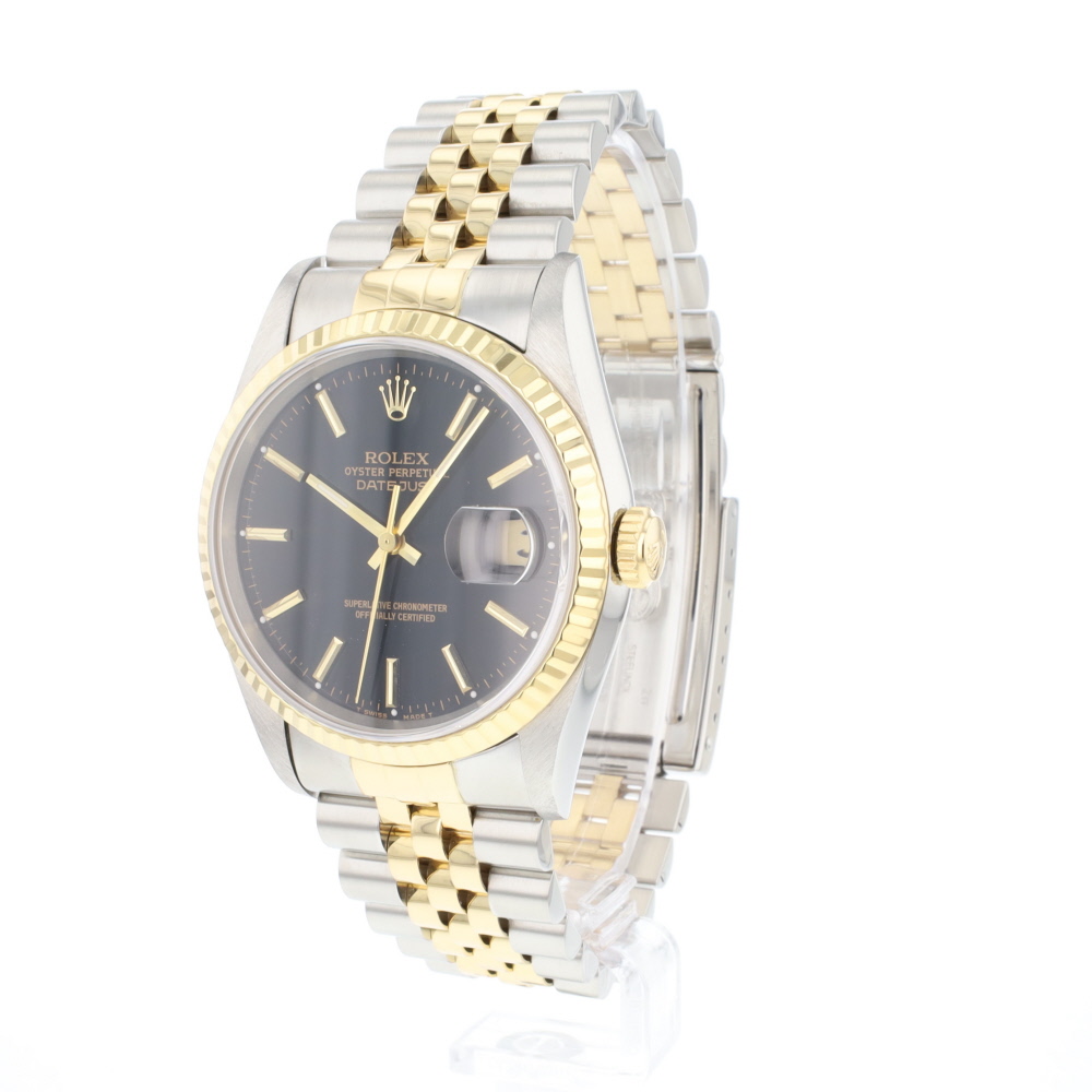 Datejust 36 Steel Gold Jubilee Fluted Black Dial - Rolex - Exclusive ...