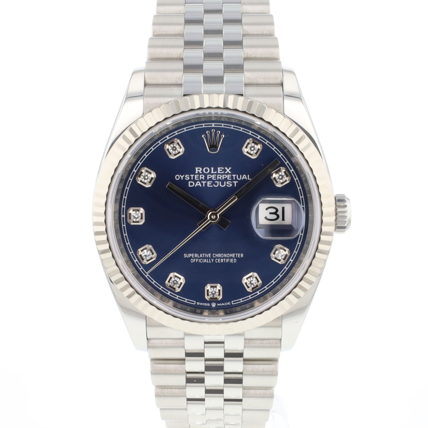 Datejust 36 Fluted Jubilee Blue Diamond Dial - Rolex - Exclusive ...