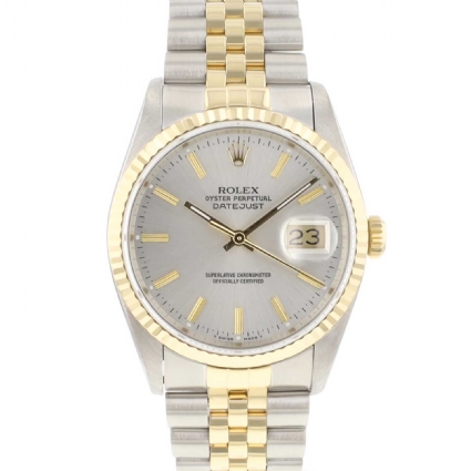 Datejust 36 Steel Gold Jubilee Fluted Silver Dial - Rolex - Exclusive ...