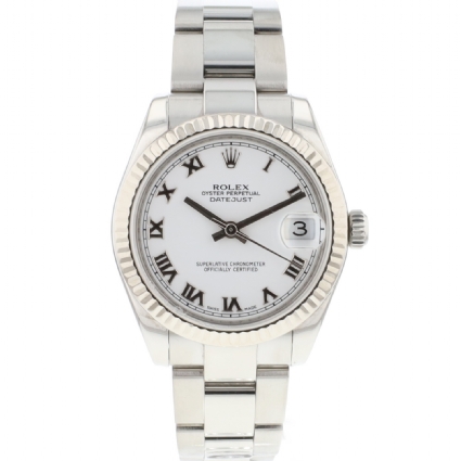 Datejust 31 Oyster Fluted White Roman Dial - Rolex - Exclusive watches ...