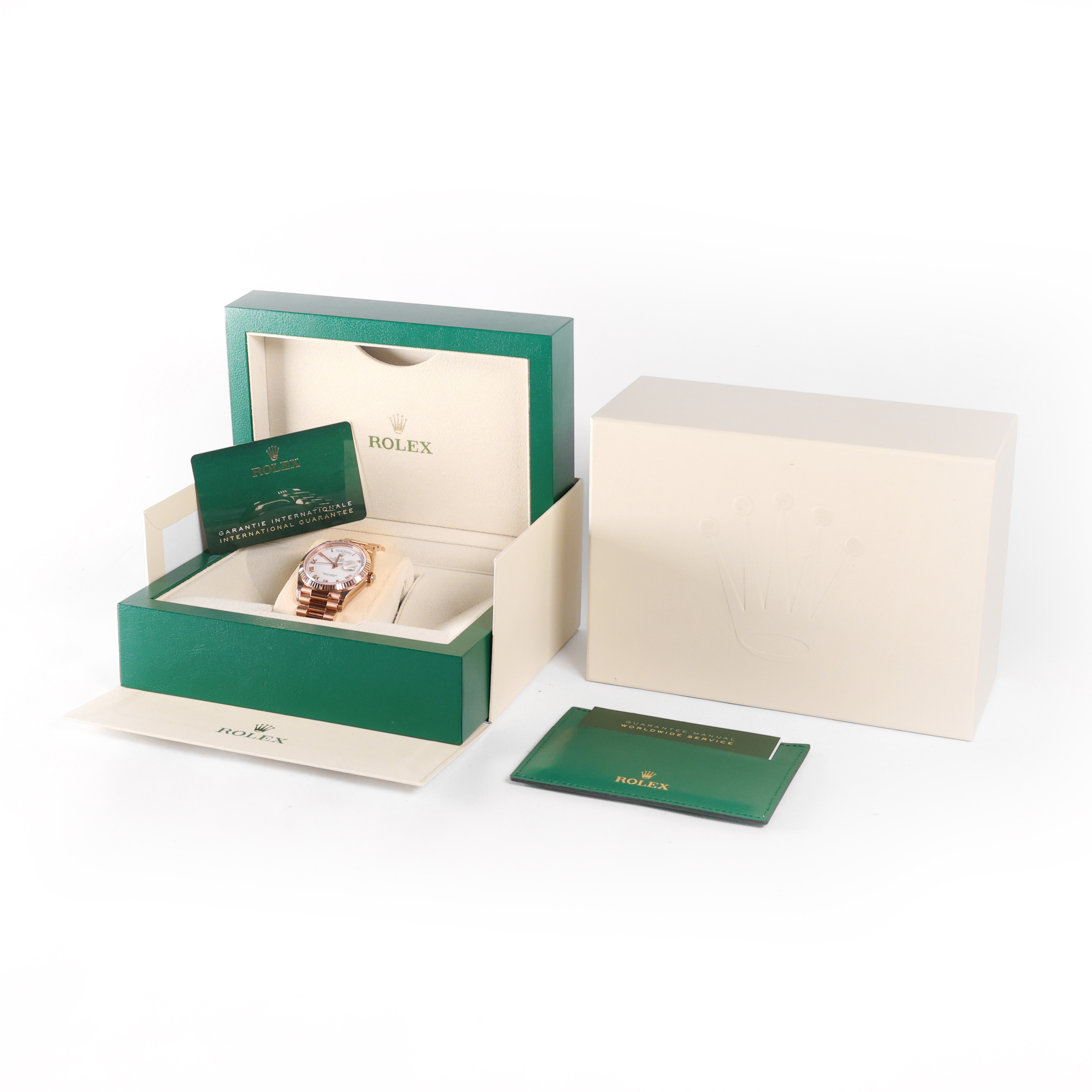 Day-Date 36mm Everose Gold White Roman Dial NEW - Rolex - Exclusieve ...